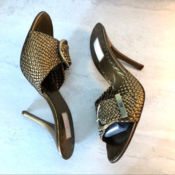 Jennifer Lopez | Shoes | Jlo Antique Gold Woven Metallic Heels | Poshmark